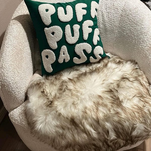 Puff Puff Pass Punch Needle Pillow Cover, Handmade Home Decor ...