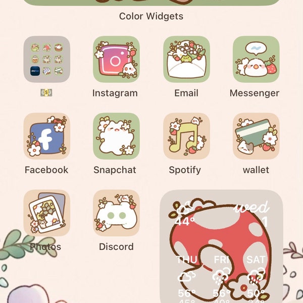 Cute Cottagecore App Icon Set | Kawaii Aesthetic Theme for Android Ios ...
