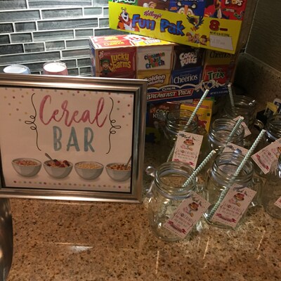 Cereal Bar Sign, Digital File, Printable, Pajama Party, Sleepover Party ...