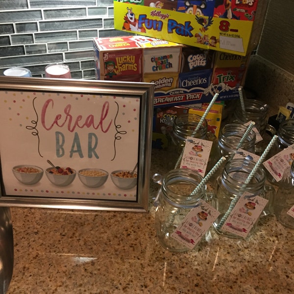 Cereal Bar Sign, Digital File, Printable, Pajama Party, Sleepover Party ...