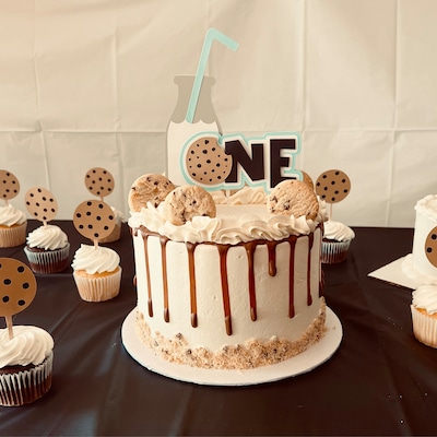 Milk and Cookies Cake Topper, Cookie Cake Topper one - Etsy