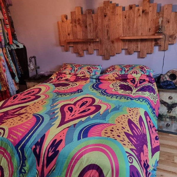 Smiley Face 90s Nostalgia Hippie Bedding Retro Duvet Cover Set ...