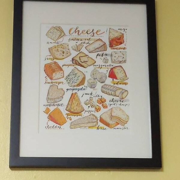 Cheese Print. Illustration. Kitchen Decor. Food Art. Gourmet. Cheese ...