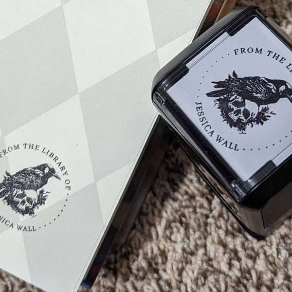 Raven & Skull Library Stamp: Vintage-inspired Bookplate Imprint ...
