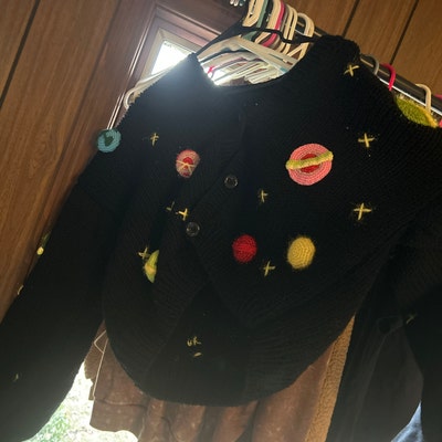 Wednesday Addams Sweater,handmade Knit Jenna Ortega West,v Neck Black ...