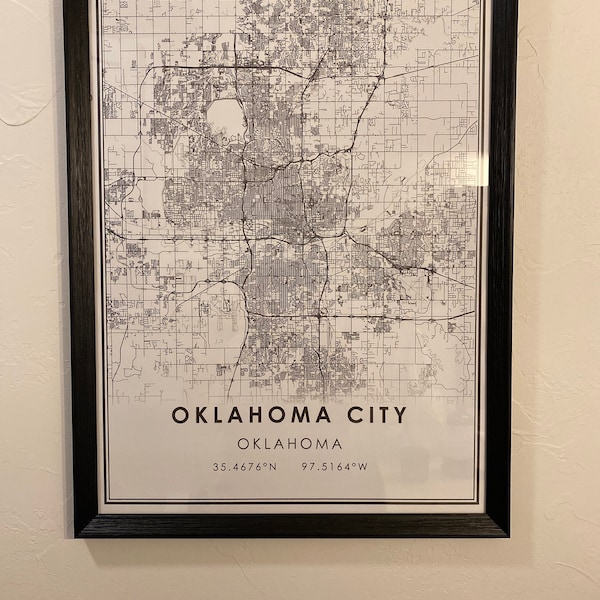 Oklahoma City Map Print Poster Canvas | Oklahoma Map Print Poster ...
