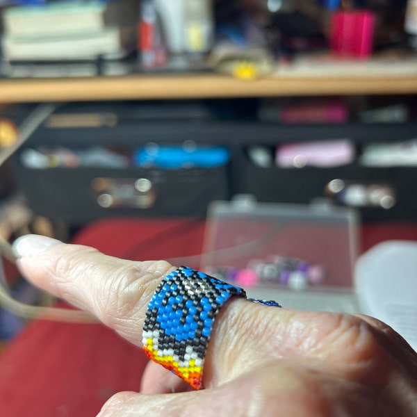 Peyote Ring Pattern for Beading Bead Ring Beaded Patterns Schema Beadwork Jewelry Making ...