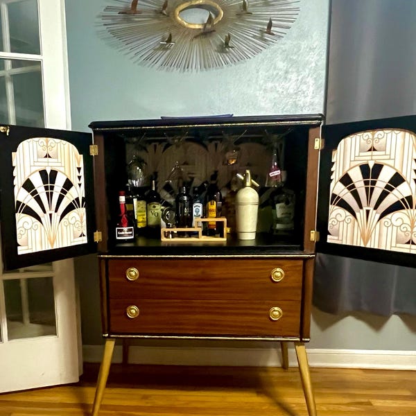 SOLD!! Bar Cabinet Inspired by Art Deco - Etsy