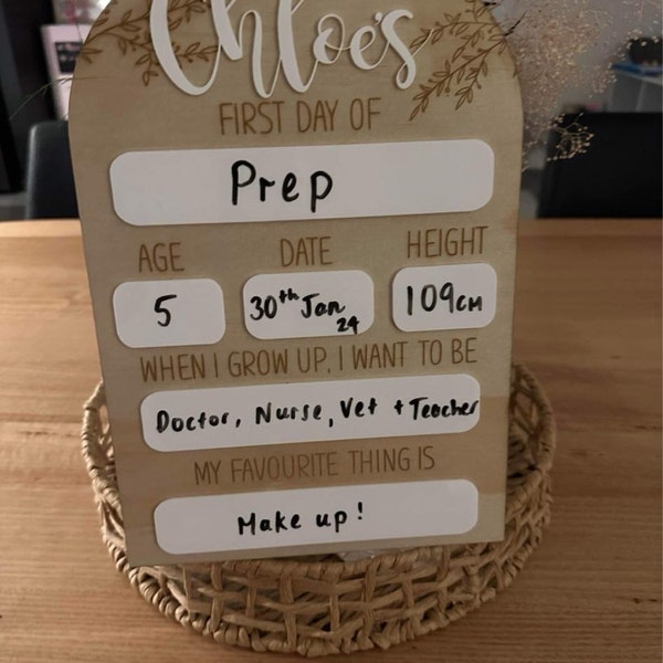 Personalised First Day Board, Customisable First Day Board, Kids First ...