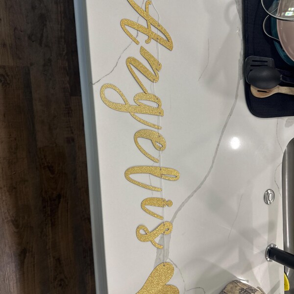 Custom Cursive Gold Glitter Banner / Personalized Script Glitter Sign ...