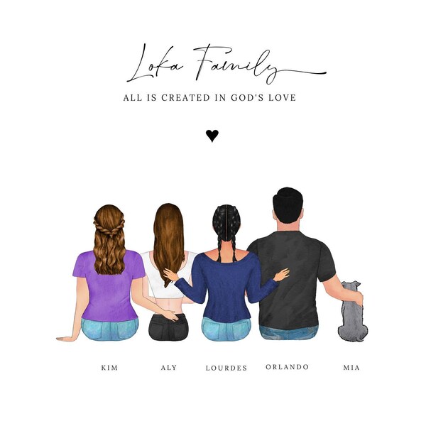 Custom Portrait Family Print, Personalized Gift for Family, Our Family ...