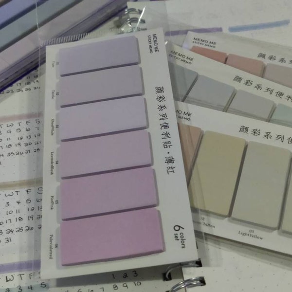 6 Color / Set Pastel Color Index Tabs, Memo Pad, Memo Sticky Note ...