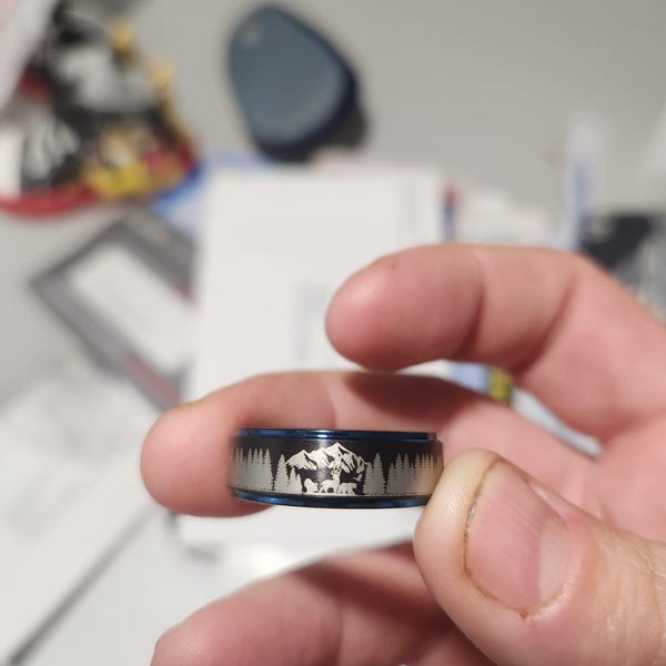 Custom Video Game Ring Mass Effect Ring N7 Combat Suit Engraved Black ...