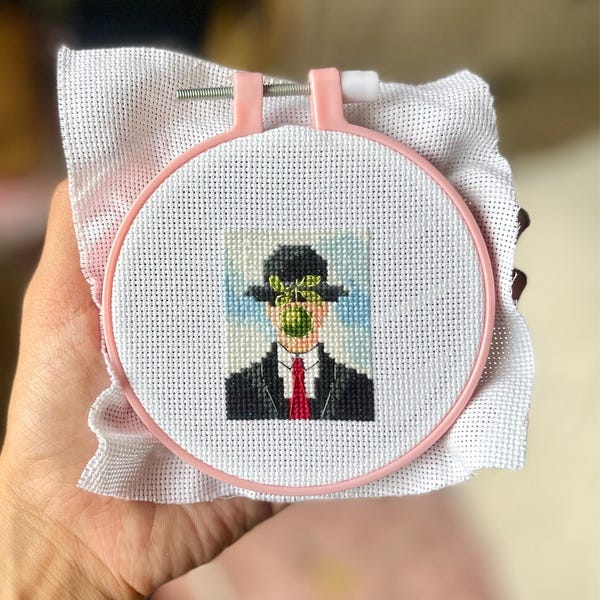 Mini "the Son of Man" Cross Stitch Pattern: Modern Art (PDF Pattern) - Etsy