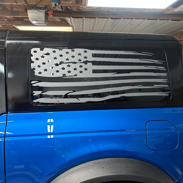 Distressed American Flag Rear Window Decals Fit Ford Bronco 6g Hardtop ...