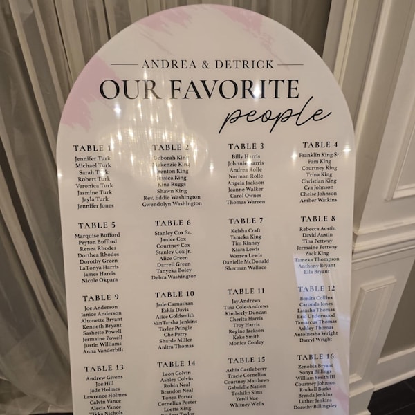Wedding Seating Chart Acrylic Sign | Acrylic Table Seating Chart ...