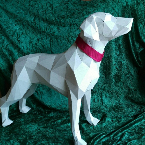 Printable DIY Template (PDF). Dog (pointer) Low Poly Paper Model ...