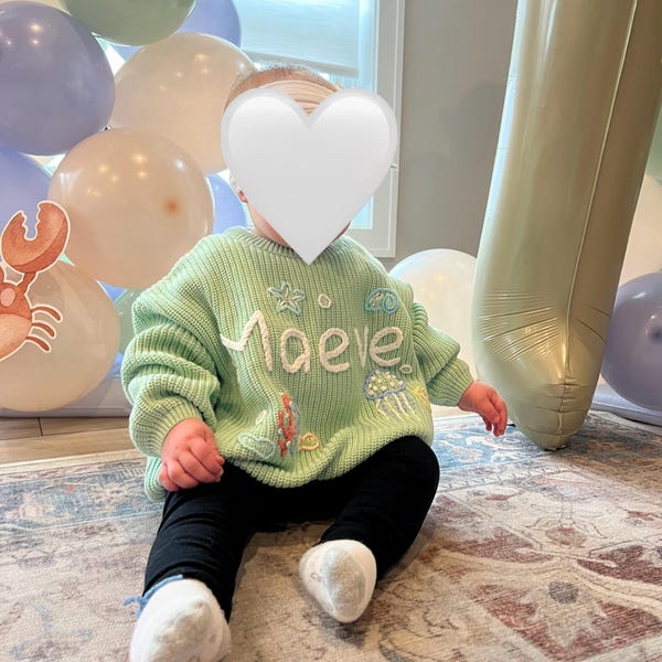 Custom Hand Knitted Mermaid Ocean Baby Name Sweater,cute Mermaid Baby ...