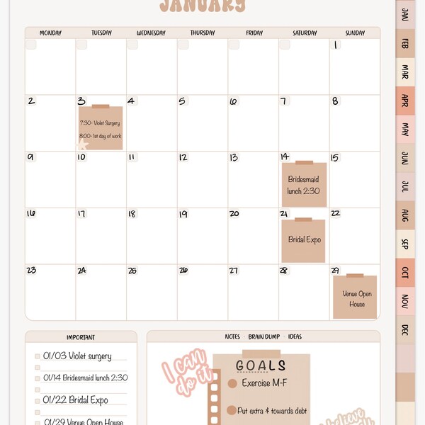 Boho Undated Goodnotes Planner, Weekly Digital Planner, Monthly Planner ...