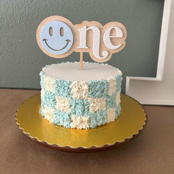 Smiley One Cake Topper, First Birthday, Smiley Faces, One Happy Dude ...