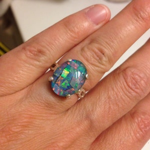 GENUINE Australian Opal Ringmosaic Opal Ringsterling - Etsy UK