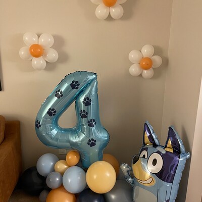 Bluey Number Balloon Tower Giant 32 Inch Light Blue Balloon Structure ...