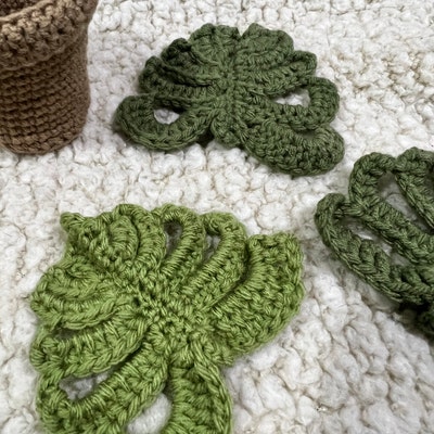 Monstera Leaf Crochet Pattern and Video Link Terra Cotta Pot - Etsy