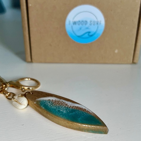 Personalized Surf Keychain | Wood and Resin Jewellery for Woman | Small ...