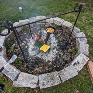 Hand Forged Campfire Cookset With Adjustable Swing Arms heavy Duty and ...