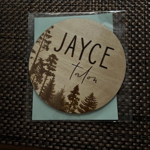 Baby Name Announcement Sign With Trees / Wooden Birth Announcement ...