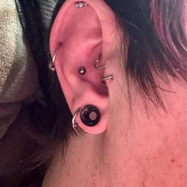 Glitter Black Alien Skinz Soft Silicone Ear Plugs Tunnels Gauges ...