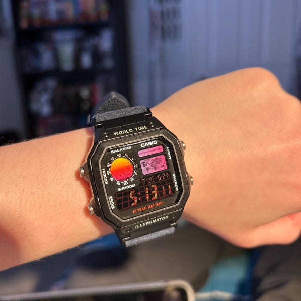 Custom Casio F91 Red Ghost Watch - Modified White Casio Digital Watch ...