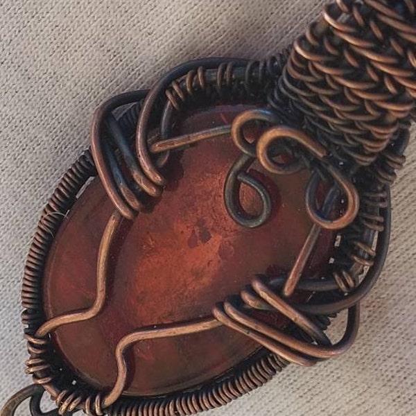Red Fire Labradorite Pendant Copper Wire Wrapped Gemstone Jewelry ...