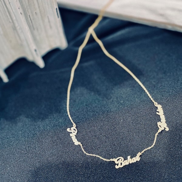 Personalized Name Tag Necklace With Box Chain, Name Bar Necklace ...