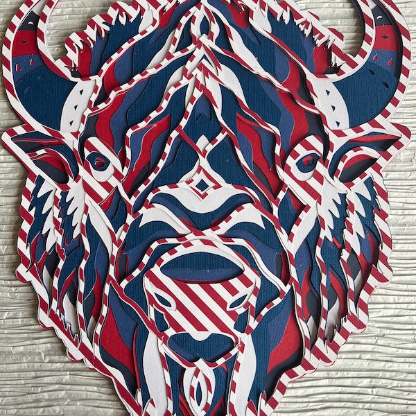 Bison Head Layered Design for Cutting, Vector File for Laser and Paper ...