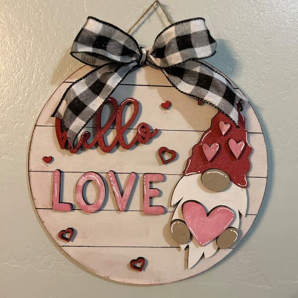 Valentine Door Hanger Laser File, Valentine Gnome Laser Cut Design SVG ...