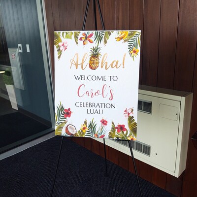 Tropical Birthday Party Welcome Sign, Luau Birthday Welcome Poster ...