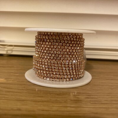 Gold / Silver / Rose Gold Rhinestone Chain by Yard With Clear Crystal ...