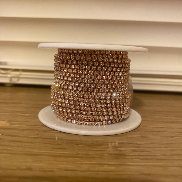 Gold / Silver / Rose Gold Rhinestone Chain by Yard With Clear Crystal ...