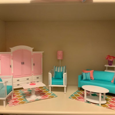 Monogrammed White Faux Leather 1:6 Scale Chair Wih Pink Lettering and ...