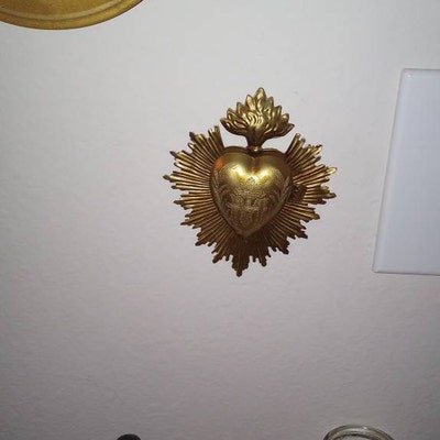Sacred Heart, Milagro Heart, Antique Gold Heart Box, Catholic Heart ...