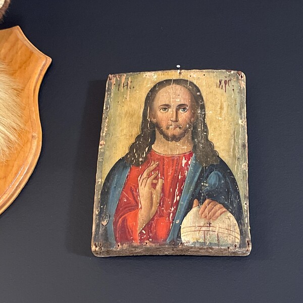 Antique Orthodox Icons Depicting Saints and Angels. Set of Tin Icons of ...