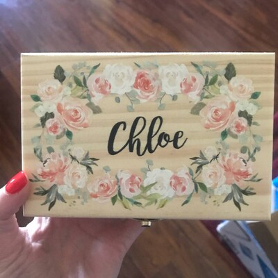 Flower Girl or Bridesmaids Gift Box Jewelry Box Personalized Name ...