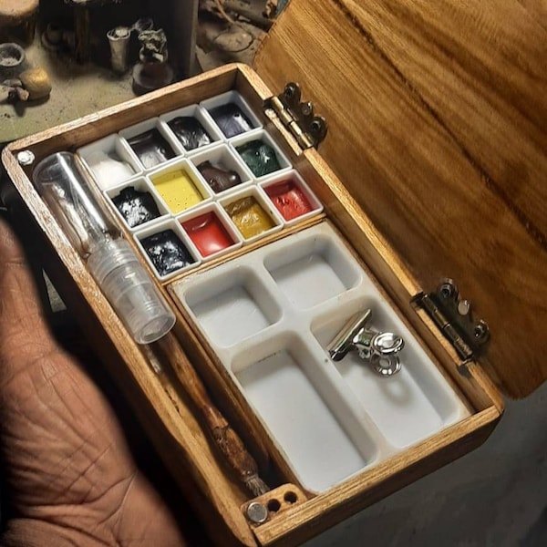 Handmade Wooden Pocket Gouache Paint Box - Etsy