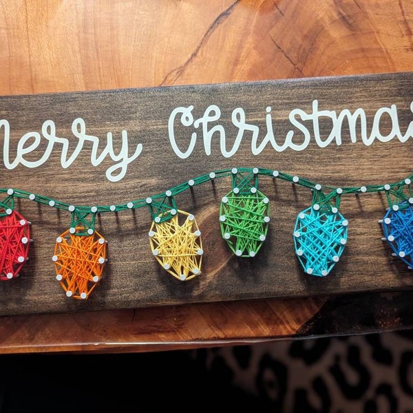 DIY Merry Christmas Rainbow Lights String Art Kit - Etsy