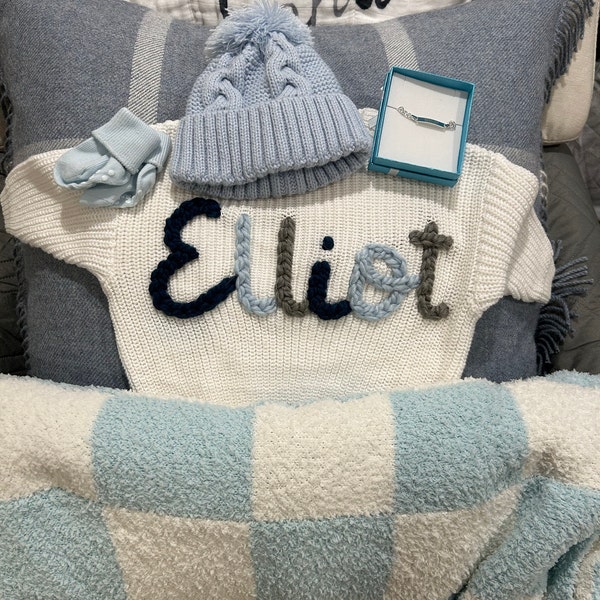 Custom Name Boy Sweater, Personalized Name Sweater, Hand Embroidered ...