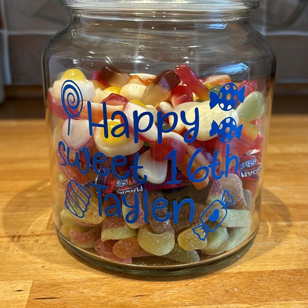 Personalised Sweet Jar - Add Your Own Name - Message , Sweets/candy ...