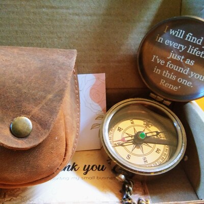 Personalized Brass Compass Birthday Gift for Husband, Wedding Gift ...