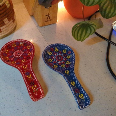 14 Color Ceramic Spoon Rest, Handmade Pottery, Spoon Rest, Kitchen ...