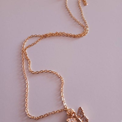 Gold Butterfly Necklace-gold Filled Chain-trendy Butterfly Necklace ...